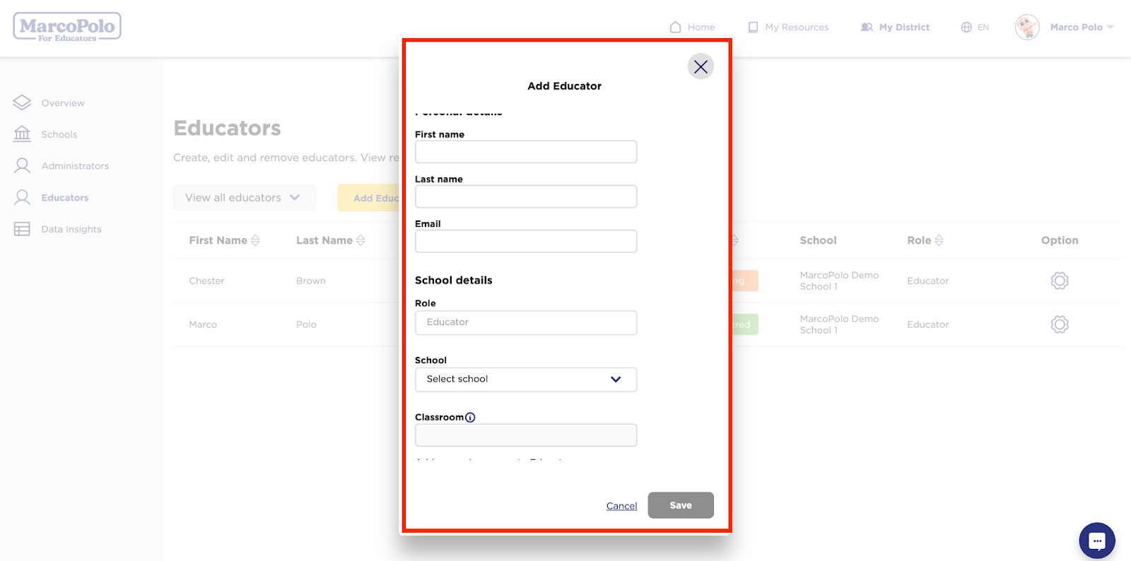 How to Add and Resend Invitations to Educators on MarcoPolo For Educators – MarcoPolo Learning