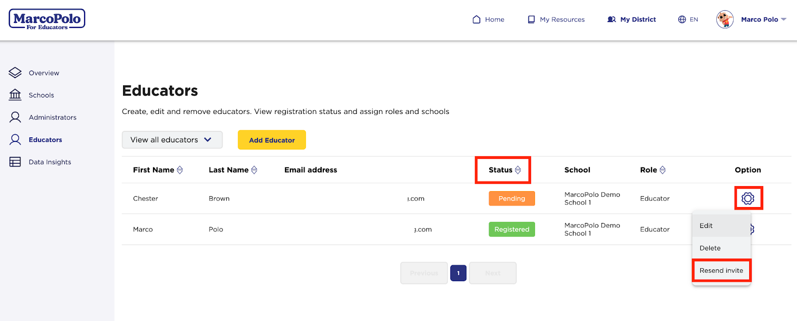 How to Add and Resend Invitations to Educators on MarcoPolo For Educators – MarcoPolo Learning