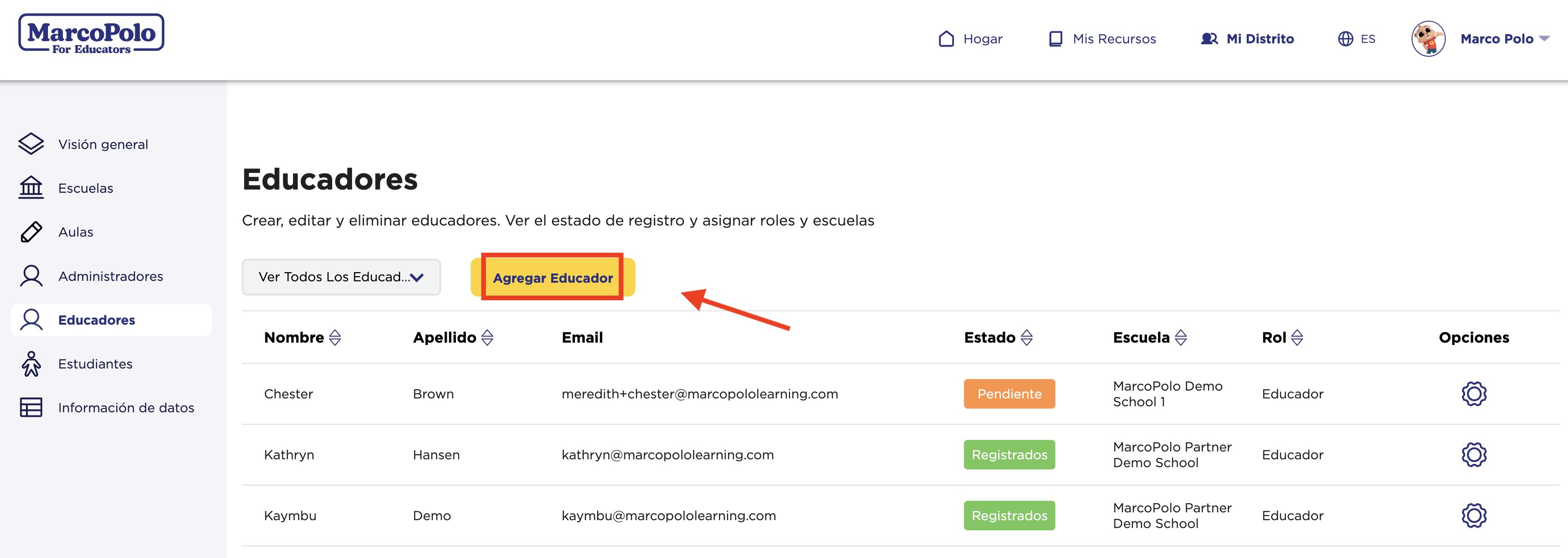 Cómo agregar maestras a MarcoPolo for Educators – MarcoPolo Learning